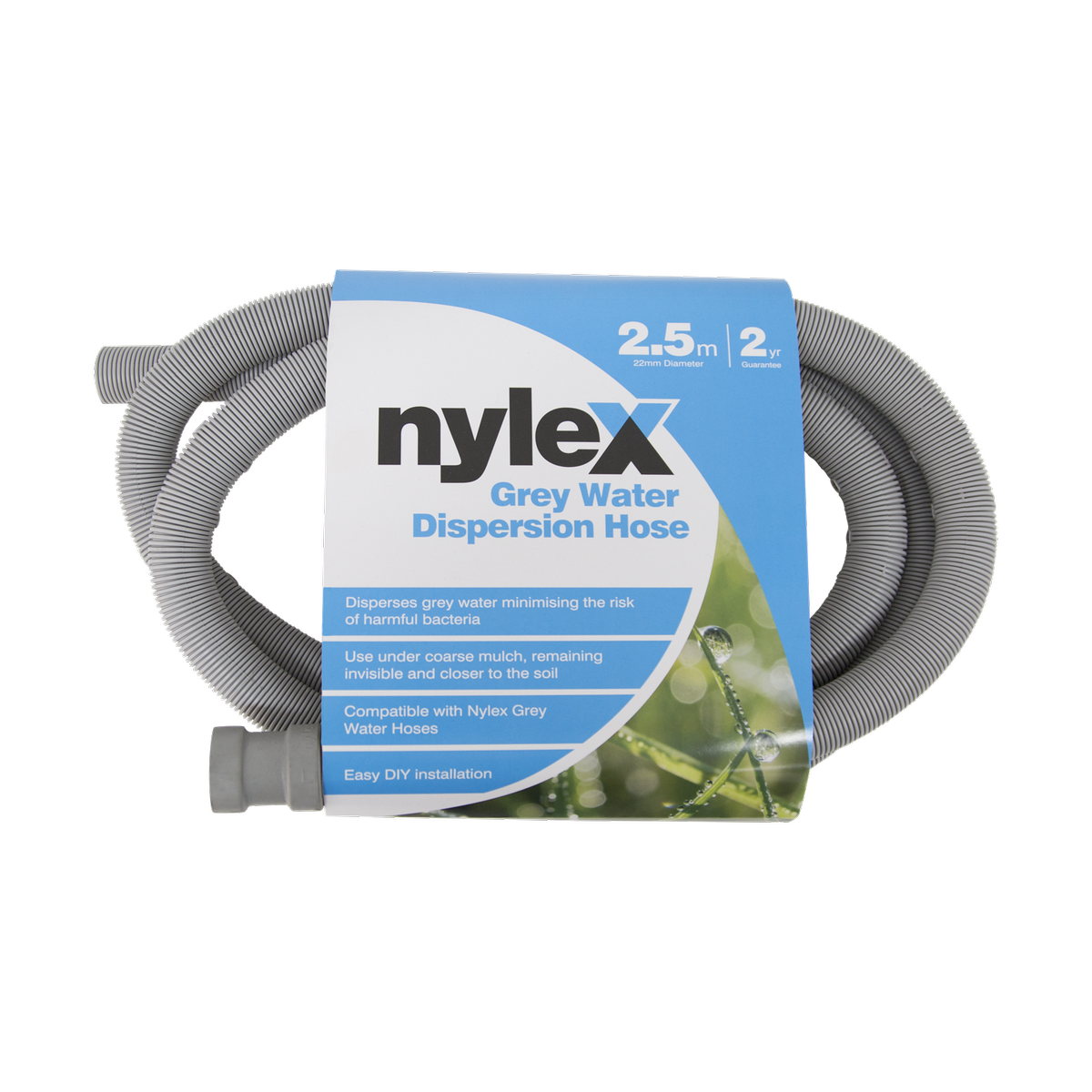 Nylex 22mm x 2.5m Grey Water Dispersion Hose - Bunnings Australia