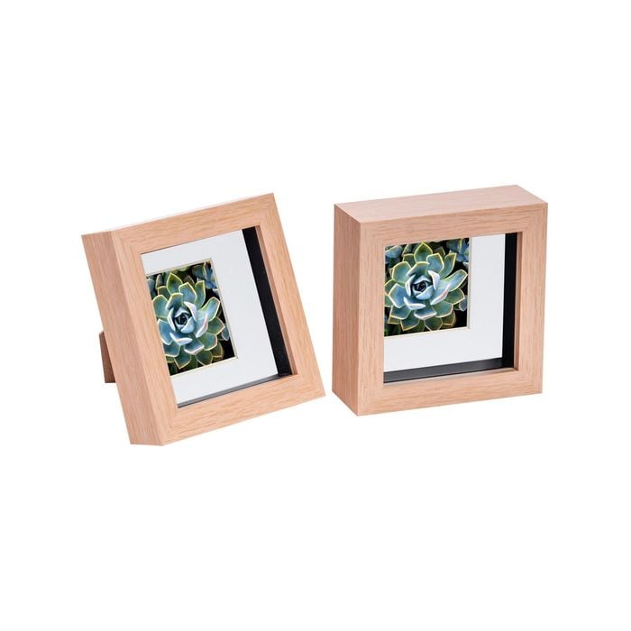 Nicola Spring Shadow Box Frames - 4 x 4" with 2 x 2" Mount - Light Wood ...