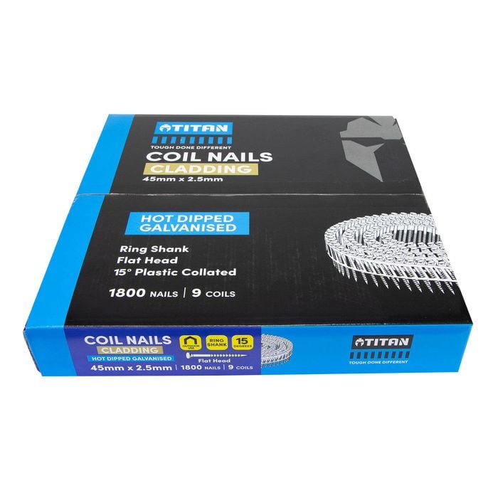 Titan 45 x 2.5mm Hot Dipped Galvanised Collated Coil Nail Ring - 1800 ...