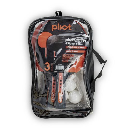 Pivot Drive 3 Star 4 Player Table Tennis Set w/ 4 Bats/3 Balls ...