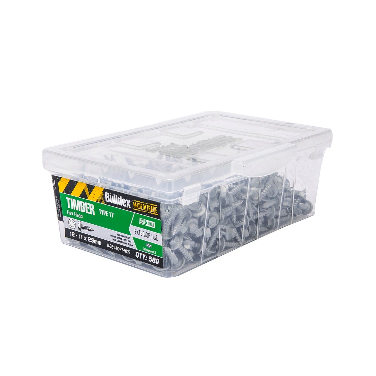 Buildex 12 - 11 x 25mm Timber Type 17 Hex Head Screw - 500 Pack ...