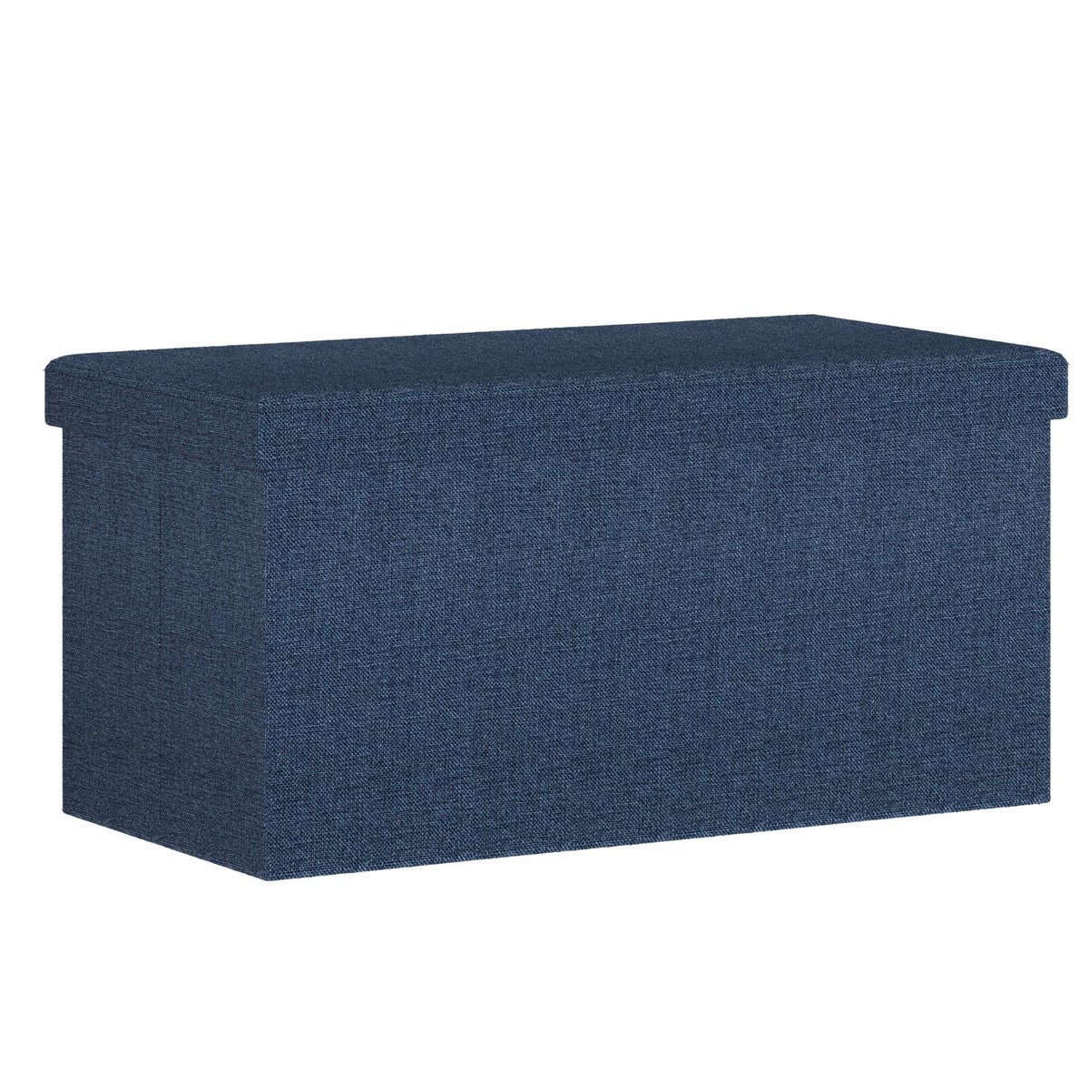 Flexi Storage Living 76 x 38 x 38cm Navy Blue Non-Woven Linen Ottoman ...