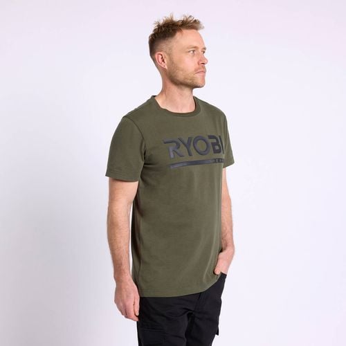 Ryobi Wear Olive Graphic Logo Tee - Large - Bunnings Australia
