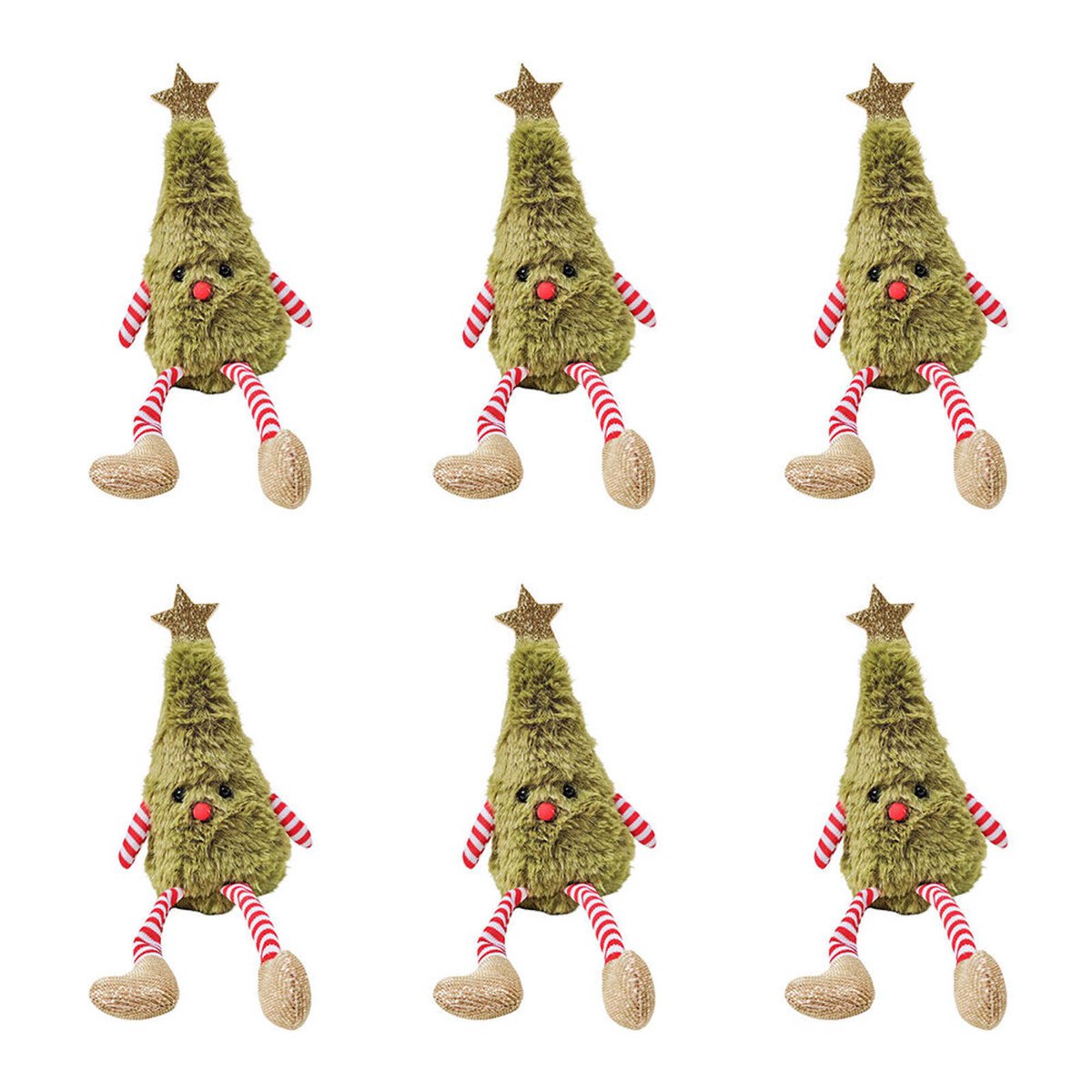 6PK Urban Fluffy Christmas Tree Sitting Decoration Ornament 28cm Green ...