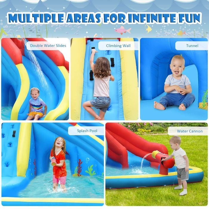 Costway Crab Inflatable Water Park Bounce House Splash Pool w/750W ...