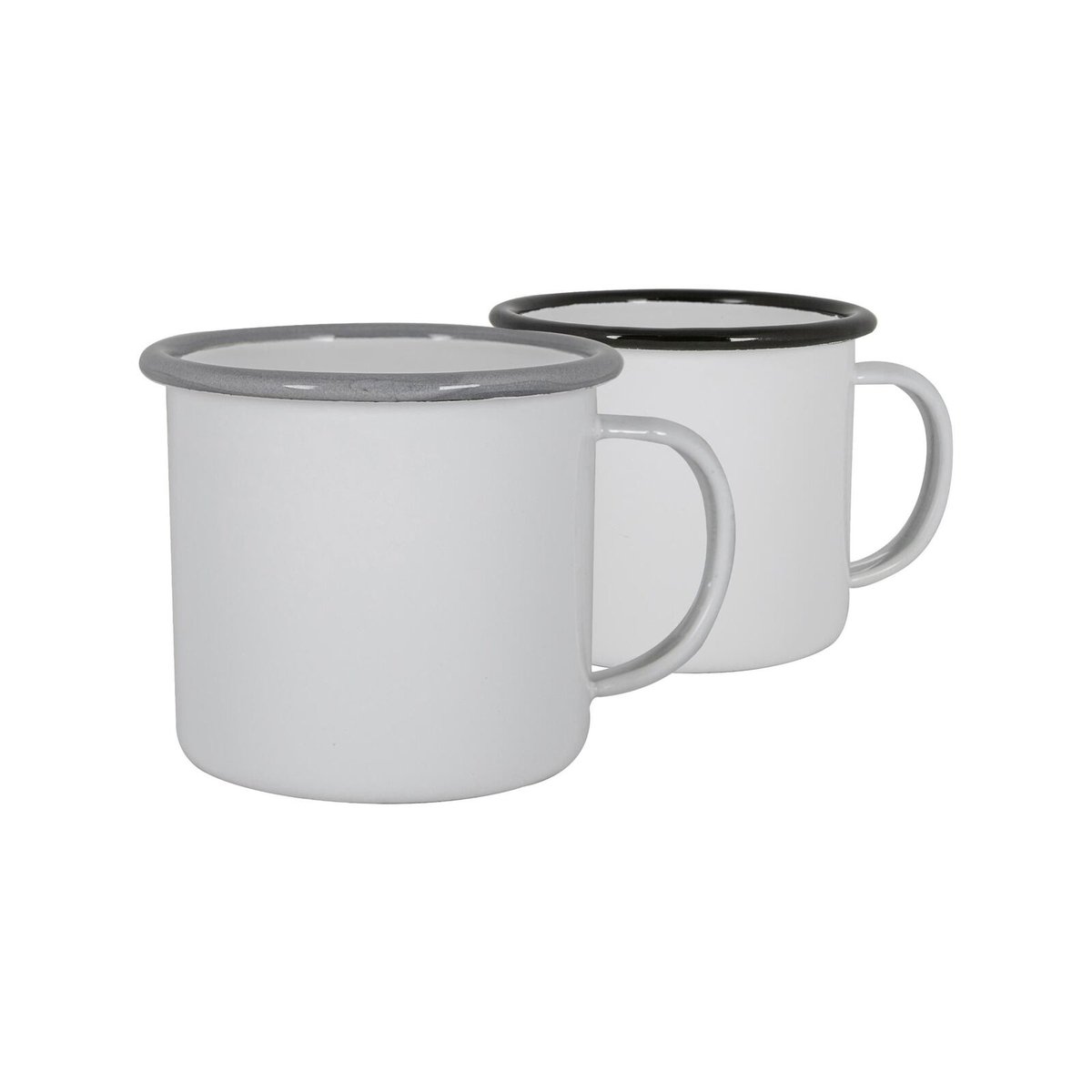 Argon Tableware White Enamel Espresso Cups - 130ml - Black/grey - Pack ...