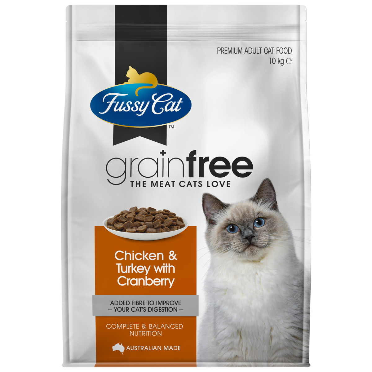 Fussy Cat 10kg Chicken And Turkey With Cranberry Grain Free Cat Dry Food - Bunnings Australia