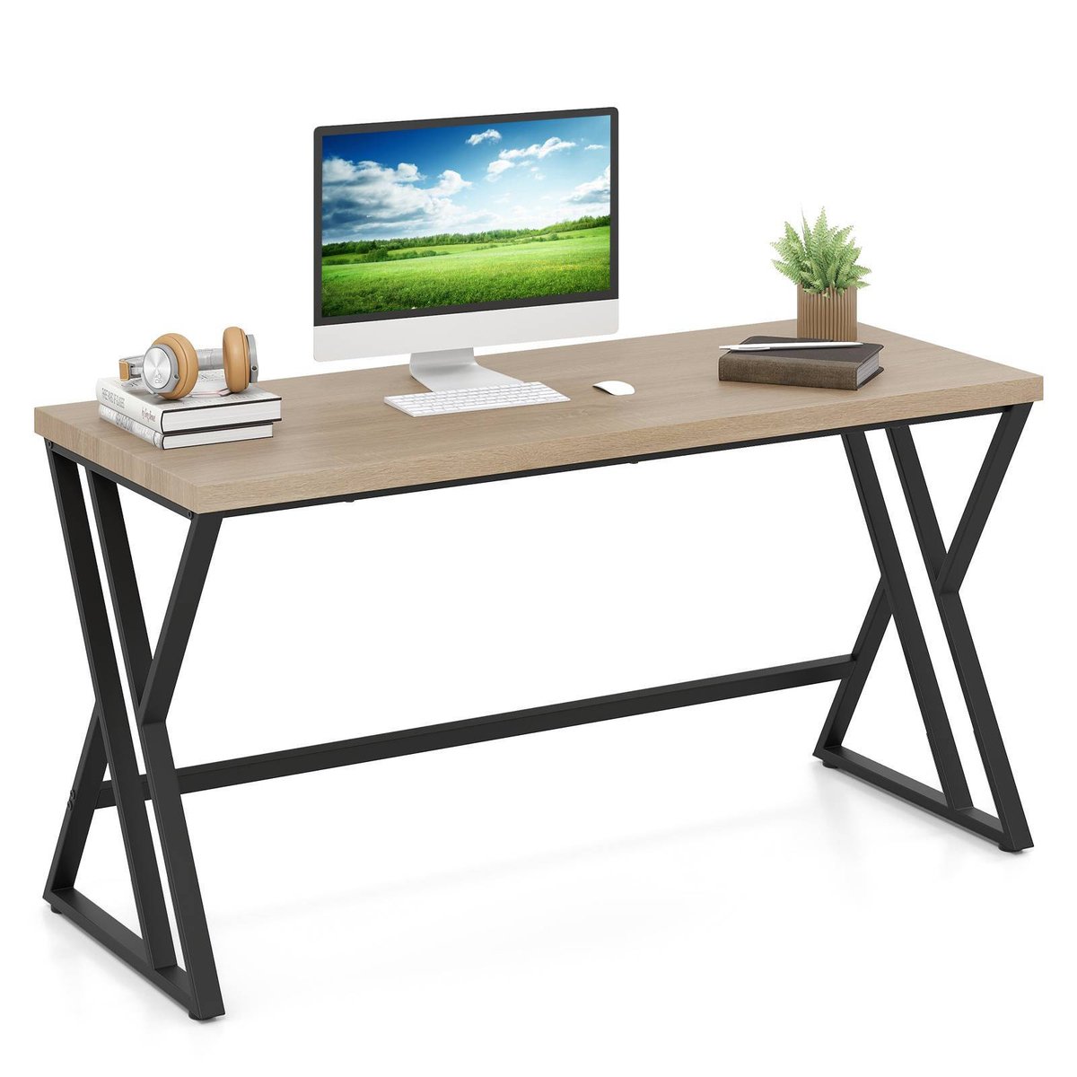 Costway Computer Desk Home Office Table Black - Bunnings Australia