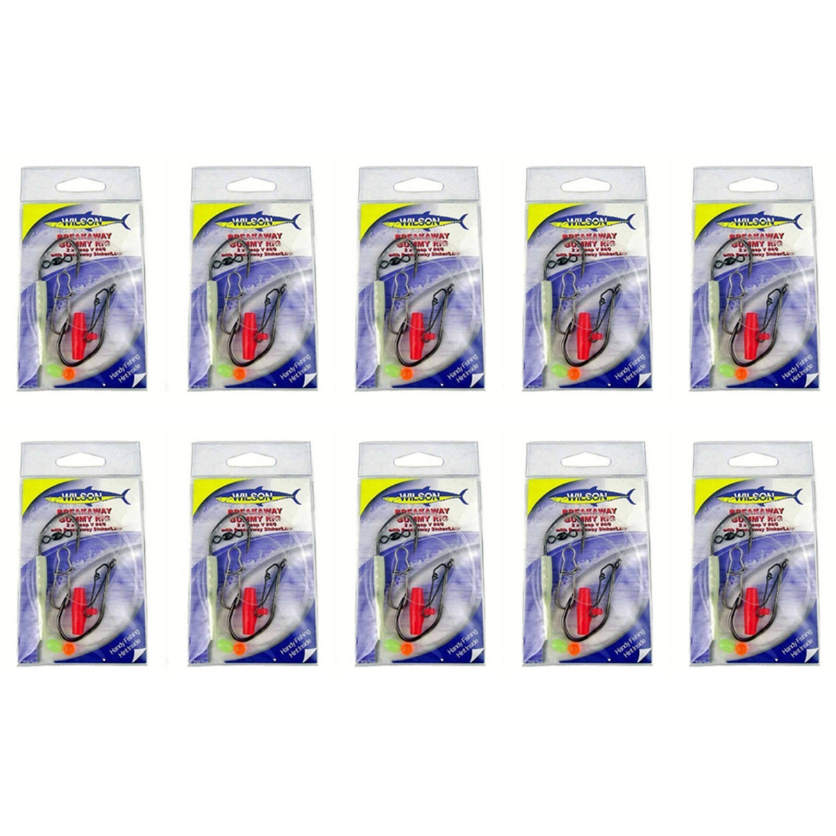 10x Wilson Breakaway Gummy Rig 2 X 4/0 Deep V - Breakaway Sinker/Line ...