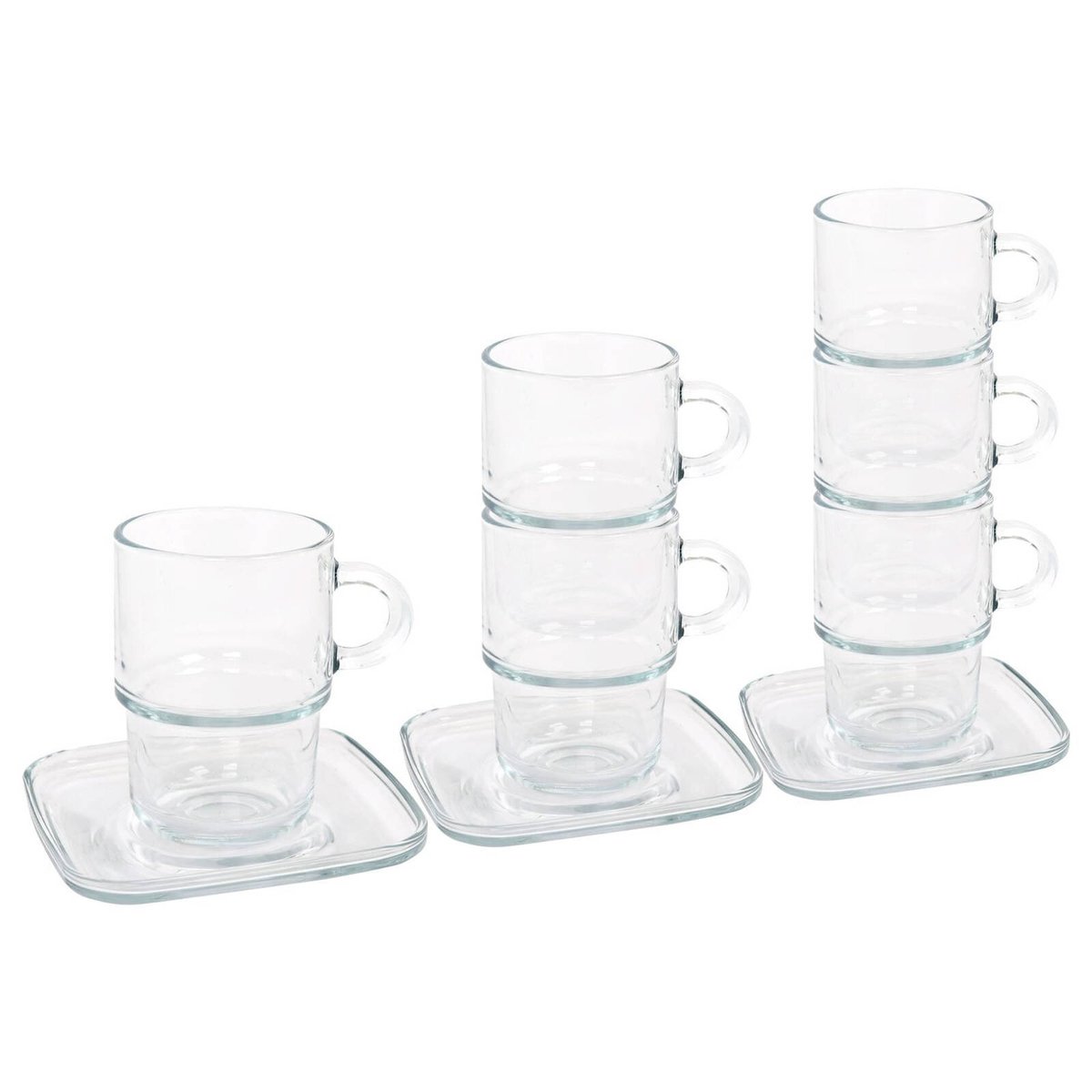 12pc Cozy Stacking Glass Coffee Cups & Saucers Set - 350ml - Bunnings ...
