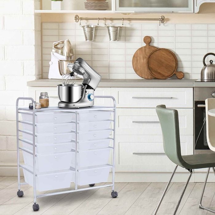 Costway 12-Drawer Storage Trolley Filing Cabinet w/Wheels Clear ...