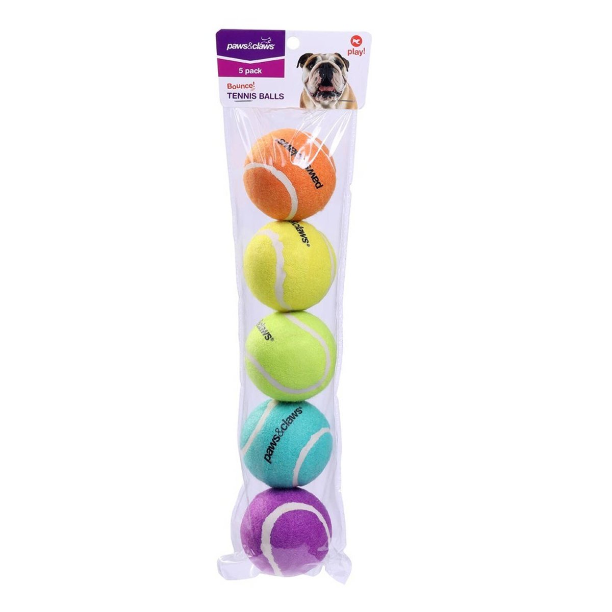 5PK Paws & Claws Tennis Balls 6cm Asstd Colours Solid - Bunnings Australia