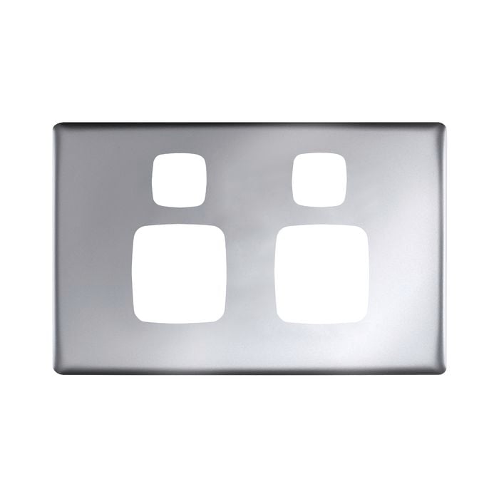 HPM LINEA Double Powerpoint Coverplate - Matt Silver - Bunnings Australia