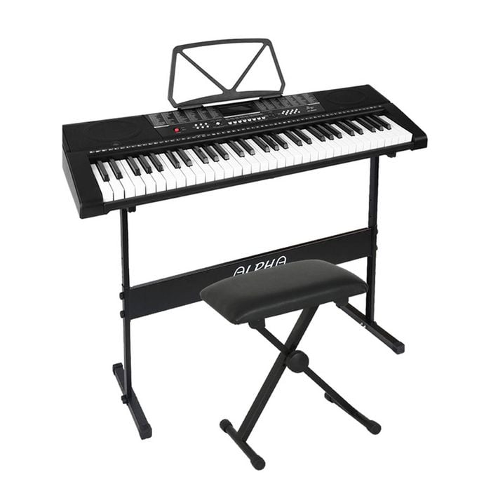 Alpha 61 Keys Electronic Piano Keyboard w/ Stand Stool Speaker ...