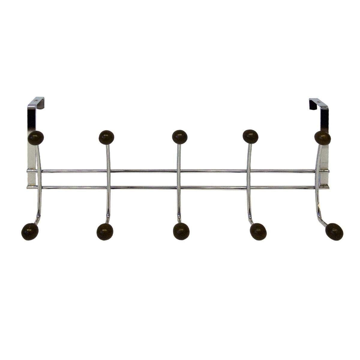 Adoored 10 Hook Satin Chrome Over-The-Door Ball Deco Hook Rack ...