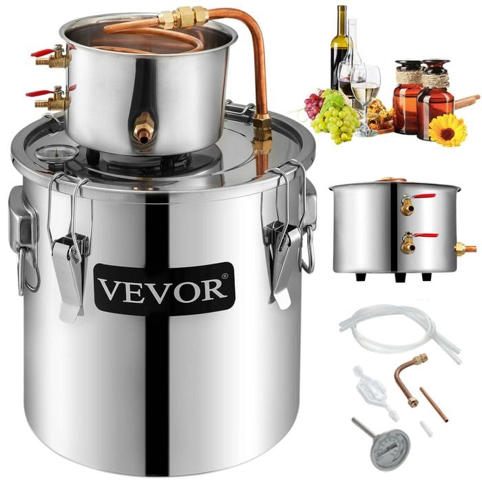 Vevor 30L 8Gal Alcohol Distiller,Water Spirit Boiler Home Brew Copper ...