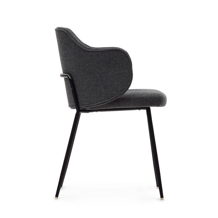 Yunia chair in dark grey with steel legs in a painted black finish ...