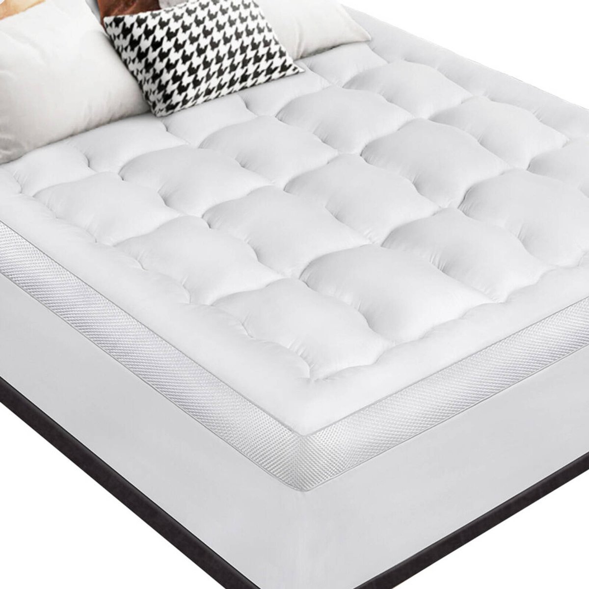 STARRY EUCALYPT Mattress Topper Pillowtop Mesh Bedding Cover 11cm King ...