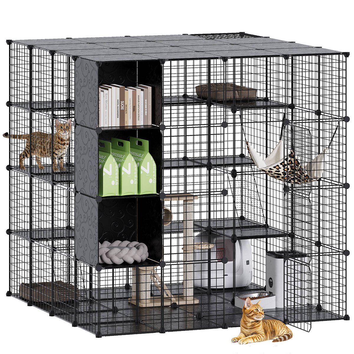 Advwin Large Cat Cage 4 Tier DIY Pet Crate Cat Villa Cat Enclosure ...