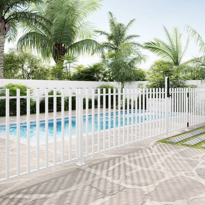 ProtectorAl 2400 x 1200mm Pearl White Aluminium Batten Pool Fence Panel ...