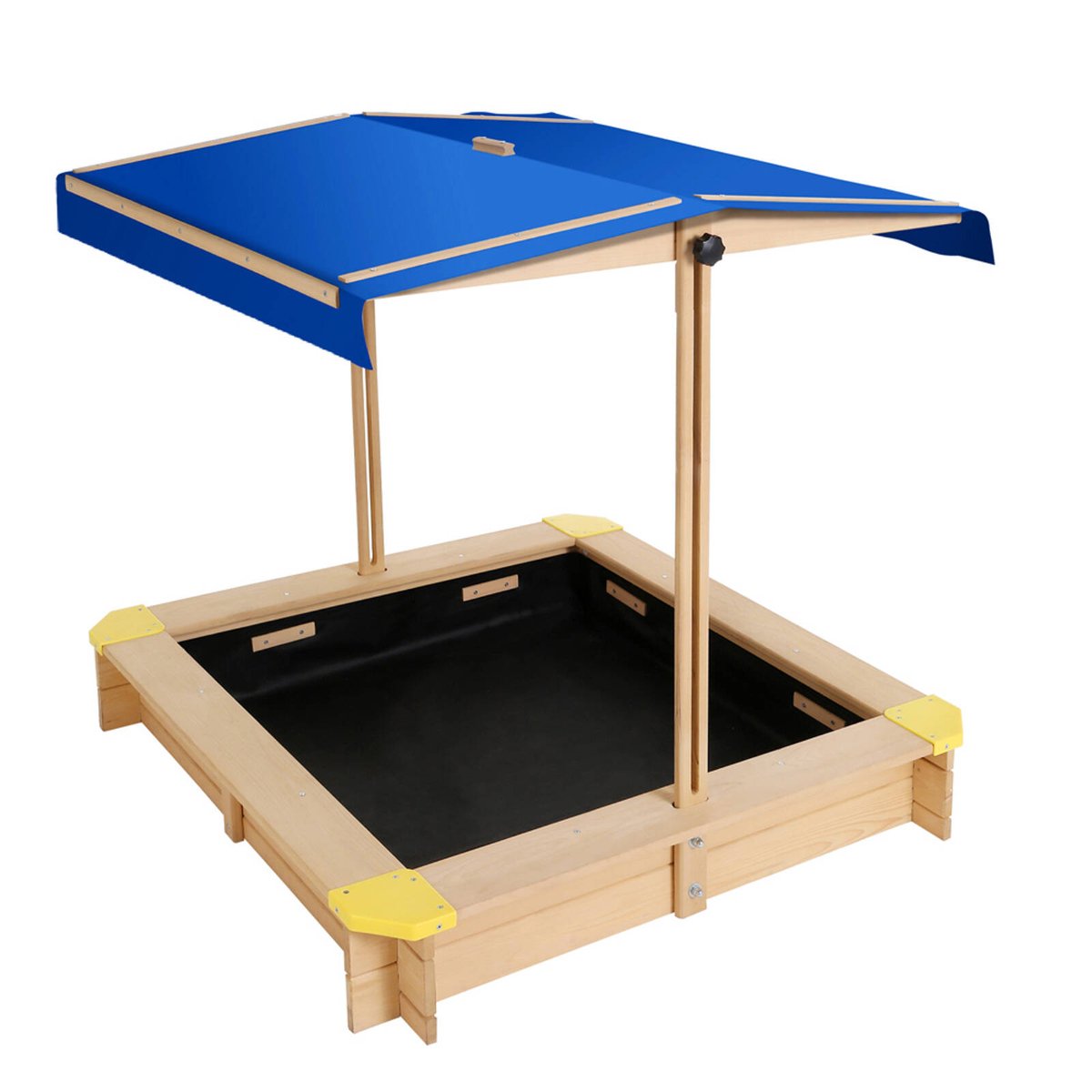 Keezi Kids Sandpit Wooden Sandbox Sand Pit with Canopy Bench Seat Toys ...