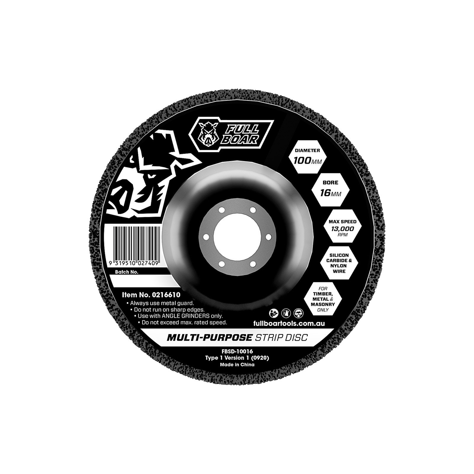 100mm Strip Disc 16mm Bore | Full Boar