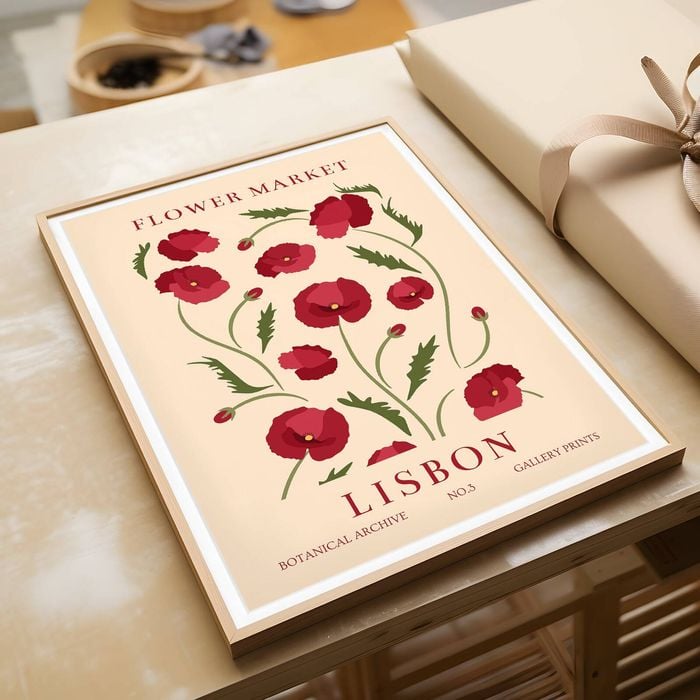 Galrie Stunning Vintage Art Print of Lisbon Flower Market - Botanical ...