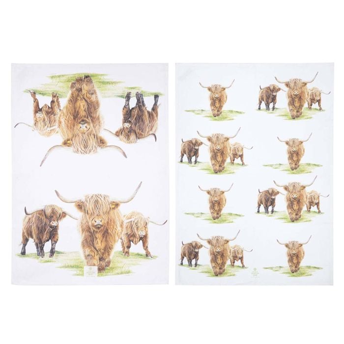 2pc Ashdene Cotton 70cm Highland Herd Kitchen Towel - Bunnings Australia