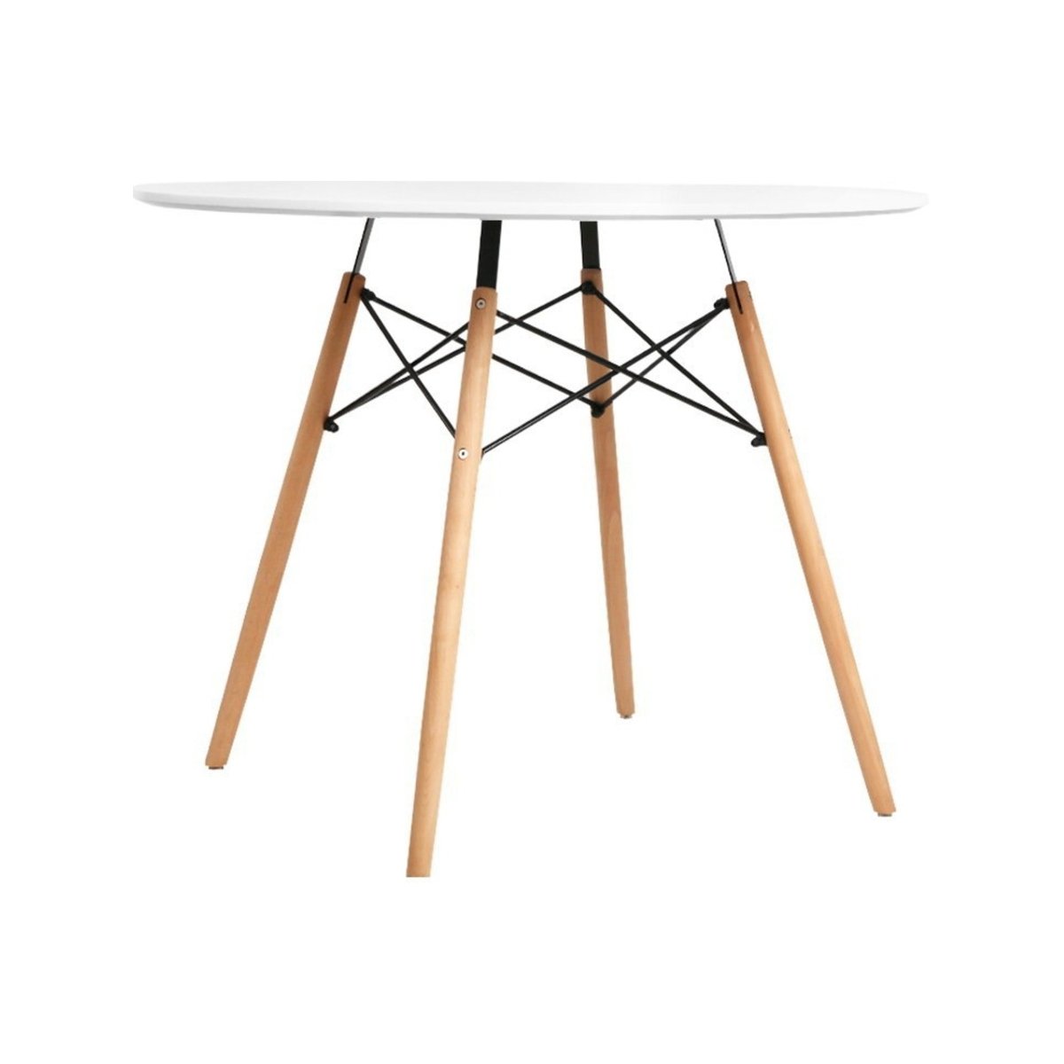 Artiss 0.9M Beech Wood Legs Dining Table Round White - Bunnings Australia