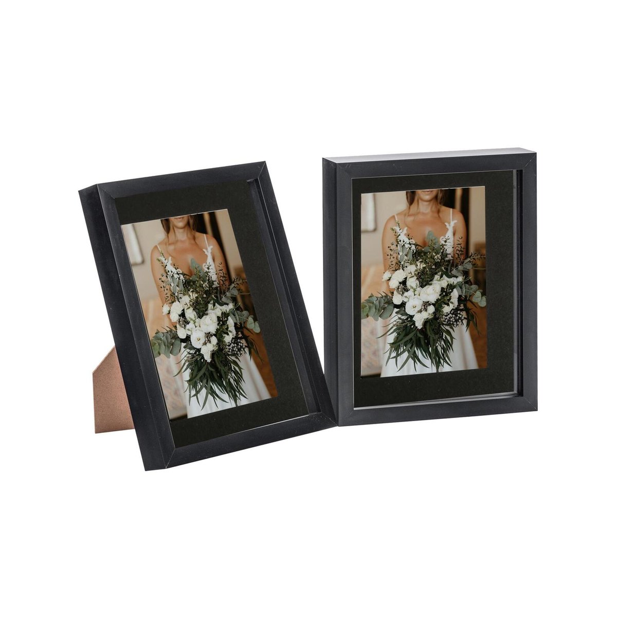 Nicola Spring 8" x 10" Black 3D Box Photo Frames - 5" x 7" Mount - Pack ...