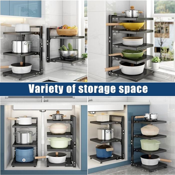 Pot Rack Organizers: 7-Tier Adjustable Heavy Duty Pan Rack - Bunnings ...