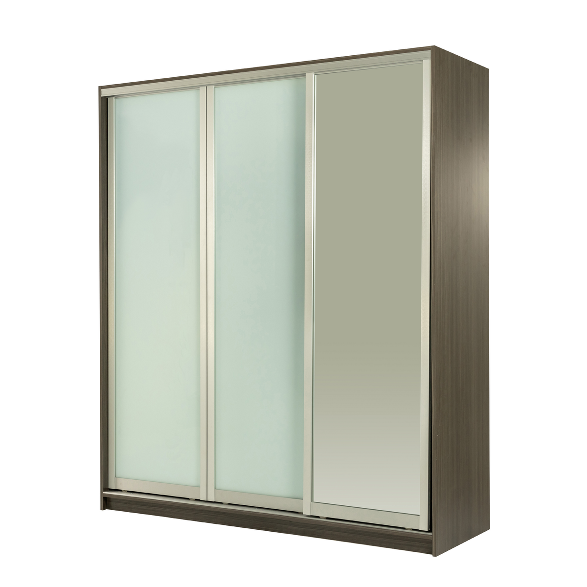 Bedford 1717mm Dark Oak 3 Door Sliding Robe Bundle with 2 White Glass ...