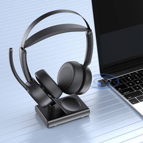 Emeet GeniusCall HS80 Wireless On-Ear Headset w/ Charging Base - Black ...