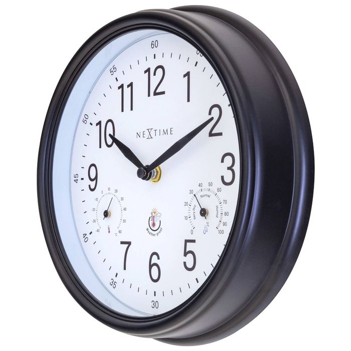 NeXtime Jasmine Weatherproof Outdoor 23.5cm Wall Clock - Black/White ...