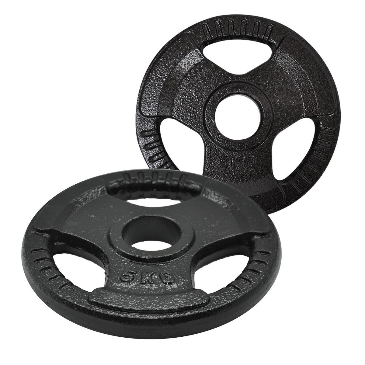 2 Pack of 5kg - Total 10kg Olympic Ez Grip Cast Iron Hammertone Weight ...