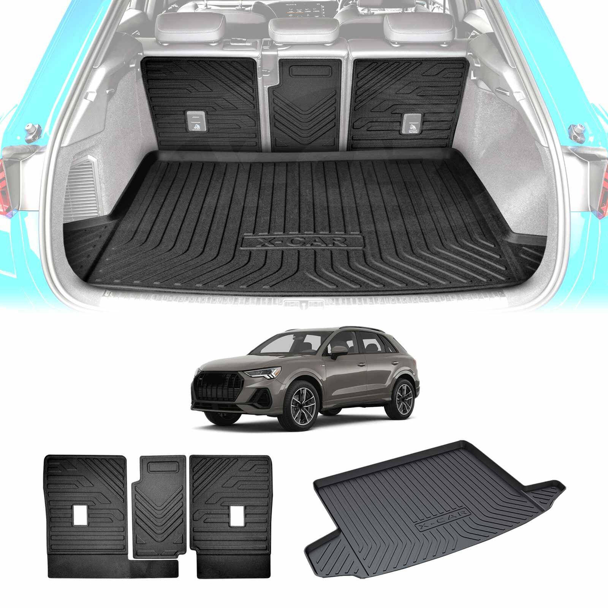 Boot Liner Back Seat Protector Combo for Audi Q3 RS Q3 2019-2024 Kick ...