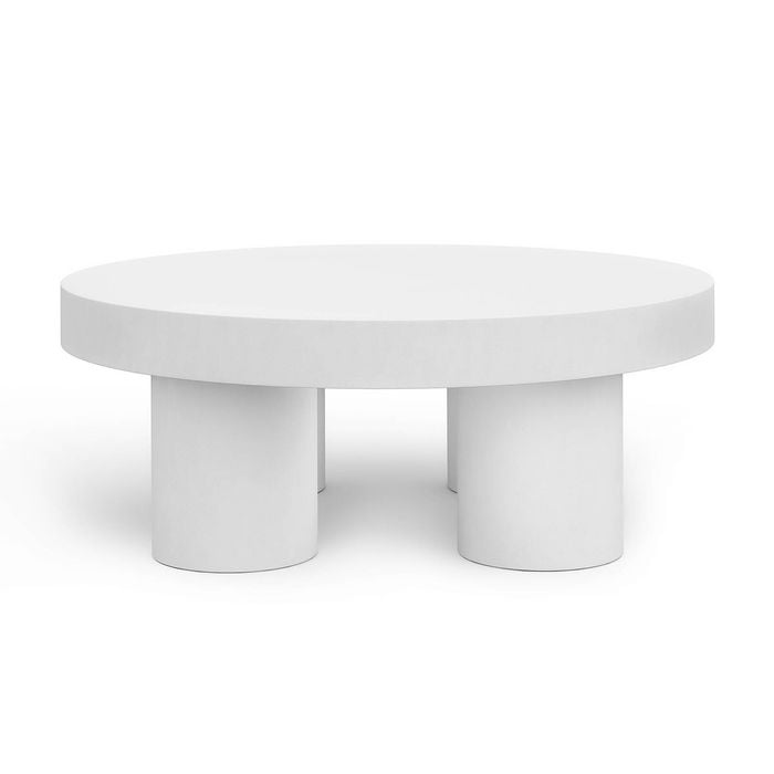 Colum 100cm White Round Indoor Outdoor Concrete Coffee Table Bunnings Australia