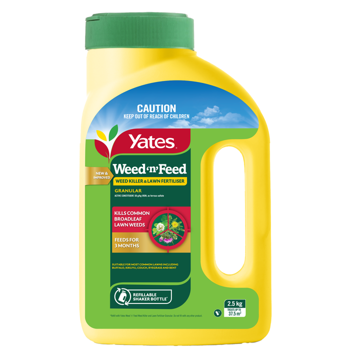 Yates 2.5 kg Weed 'N' Feed Weed Killer And Lawn Fertiliser Shaker ...