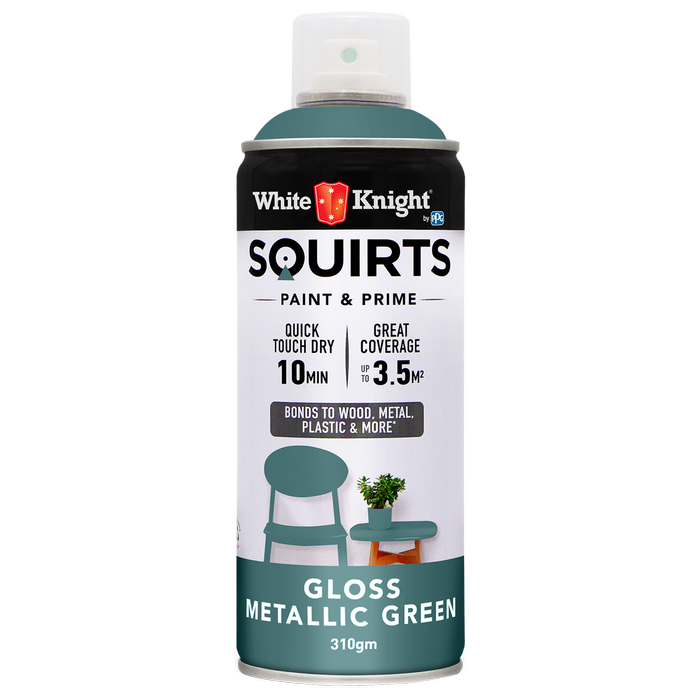 White Knight 310g Metallic Green Gloss Squirts Spray Paint - Bunnings ...