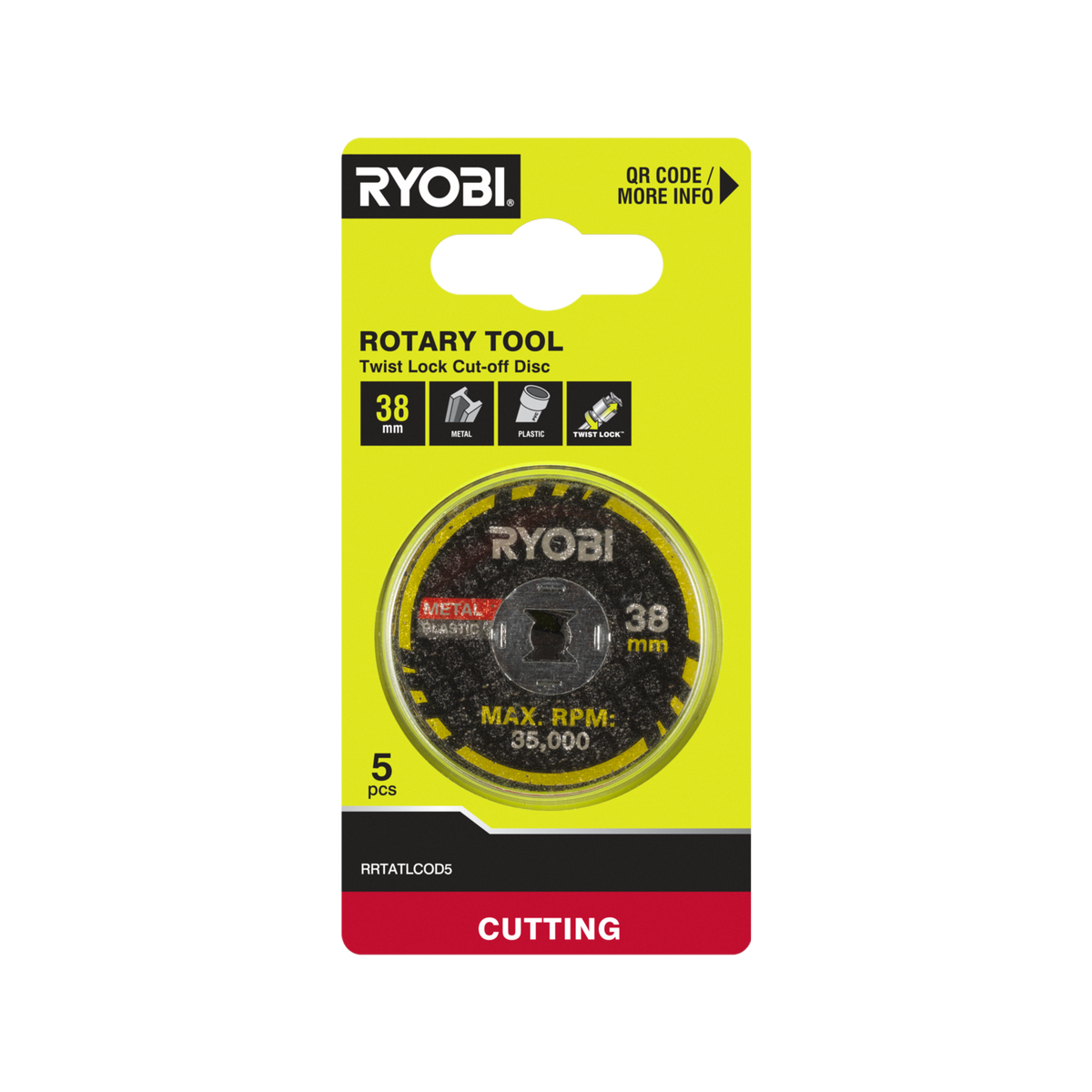 Ryobi 38mm Rotary Twist Lock Cutting Disc - 5 Pack - Bunnings Australia