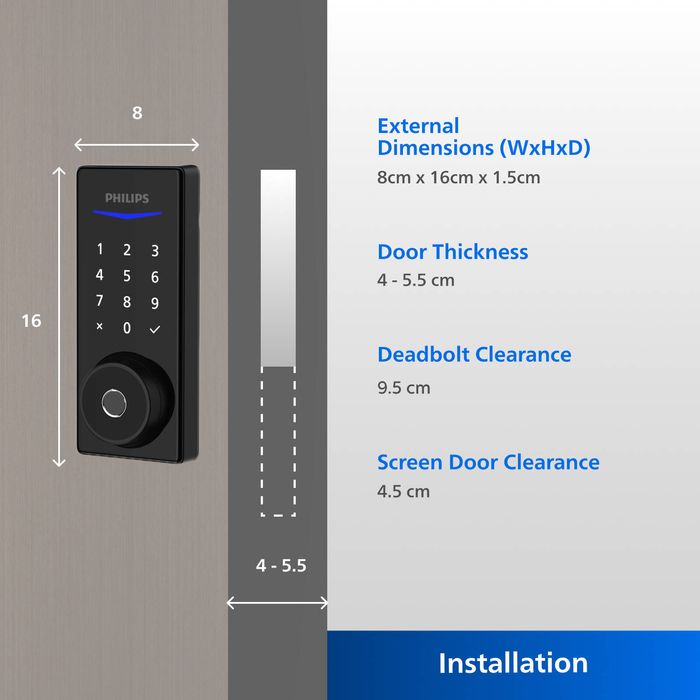 Philips Nickel EasyKey Fingerprint Deadbolt Door Lock With Mechanical ...