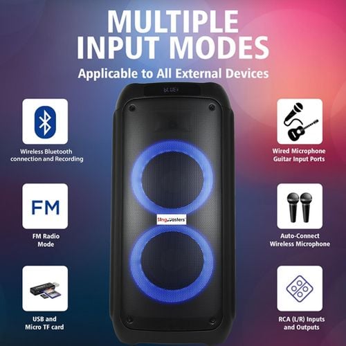 SingMasters Party Box P50 Bluetooth Karaoke Machine Speaker System ...