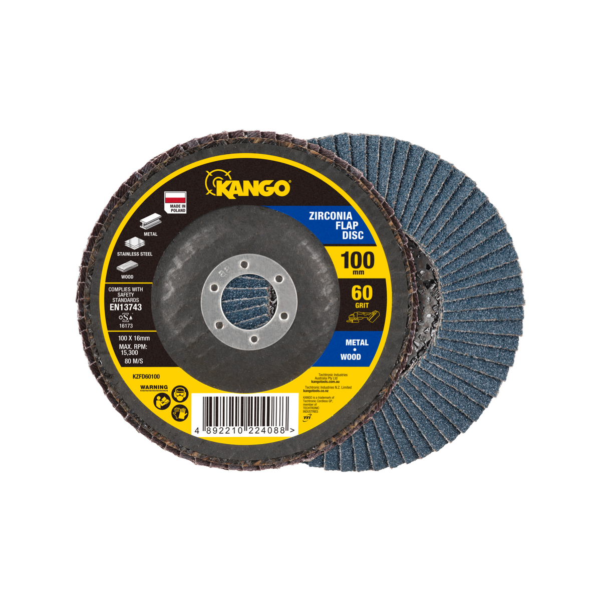 Kango 100mm 60G Zirconia Flap Disc - Bunnings Australia
