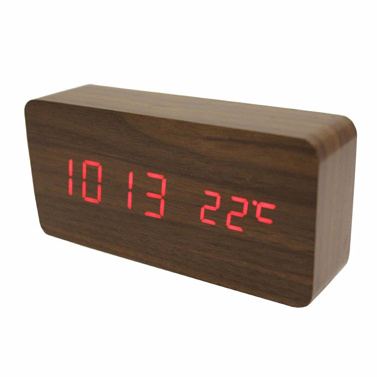 TODO Digital Clock Red LED 3 Alarm + Temperature Display - Brown ...