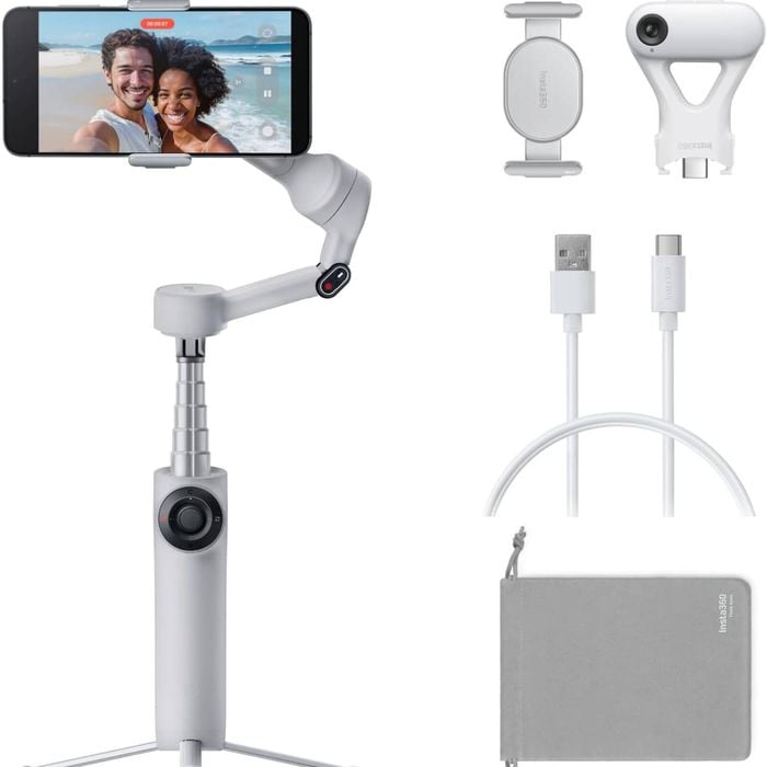 Insta360 Flow 2 AI Tracker Bundle Foldable Phone Gimbal - Stone Grey - Bunnings Australia