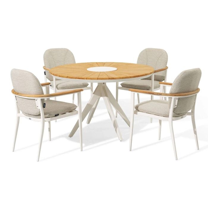 SIMPO Atlanta 5-Piece Outdoor Dining Setting - White - Bunnings Australia