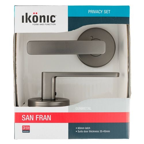 Ikonic Gunmetal San Fran Privacy Lever Set - Bunnings Australia