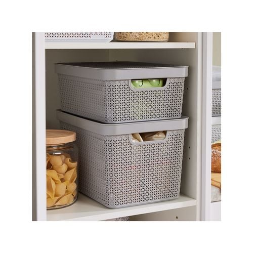 Ezy Storage 12L Grey Mode Lidded Basket - Bunnings Australia
