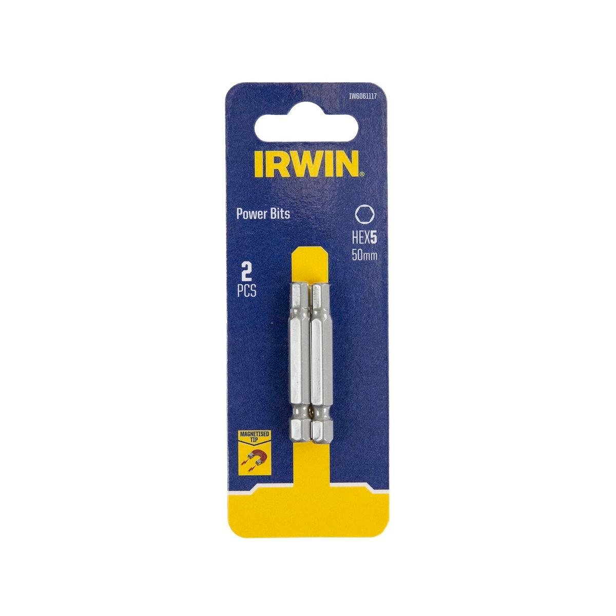 IRWIN 50mm HEX5 Magnetic Power Bit - 2 Pack - Bunnings Australia