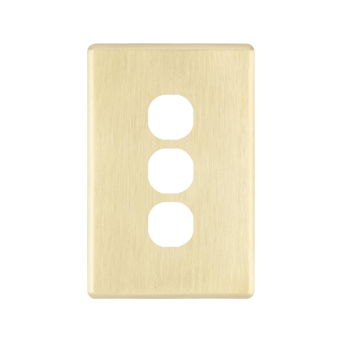 Deta S-Line Brushed Gold Finish 3 Gang Switch Cover Plate - Bunnings ...